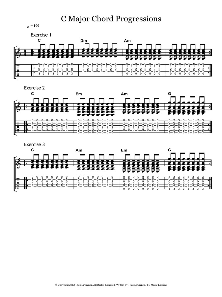 C Major Chord Progressions | PDF | Copyright Law | Law