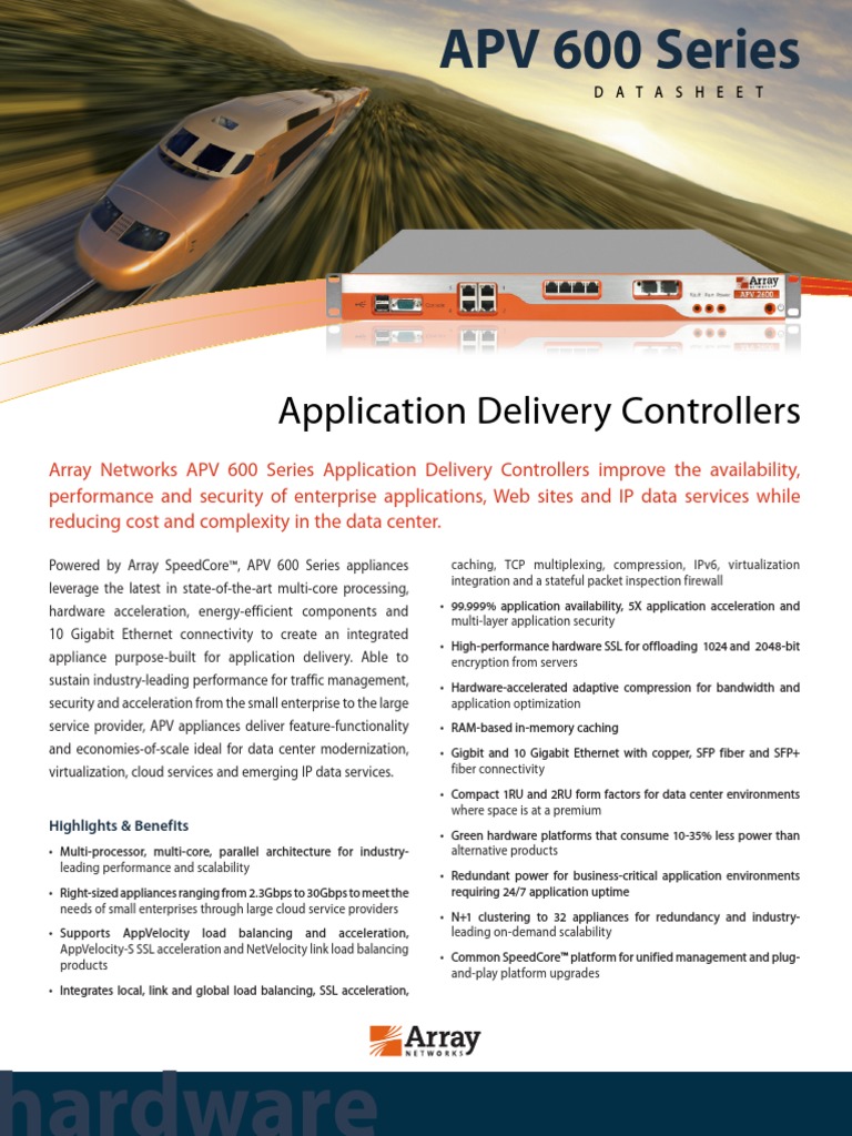 Array Networks Apv 1600 Datasheet | PDF | Load Balancing (Computing) | Data Center