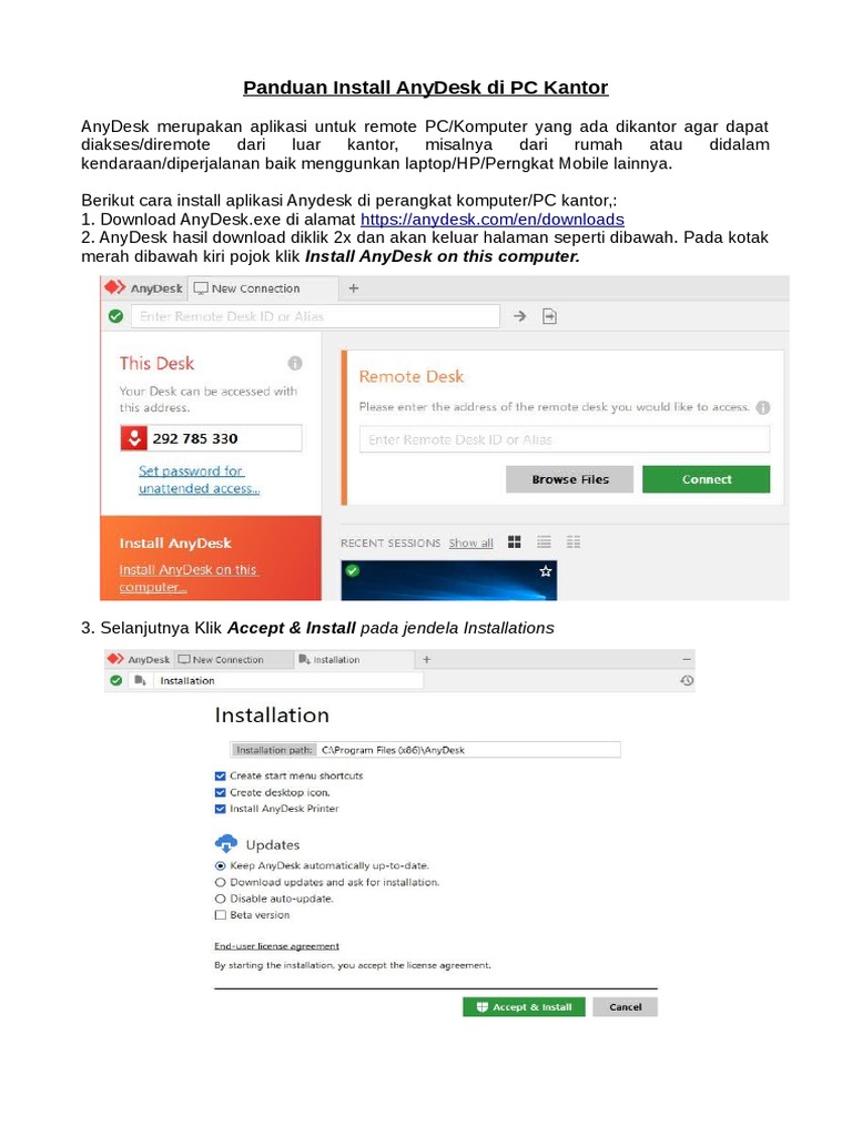 Panduan Instalasi AnyDesk di PC Kantor | PDF