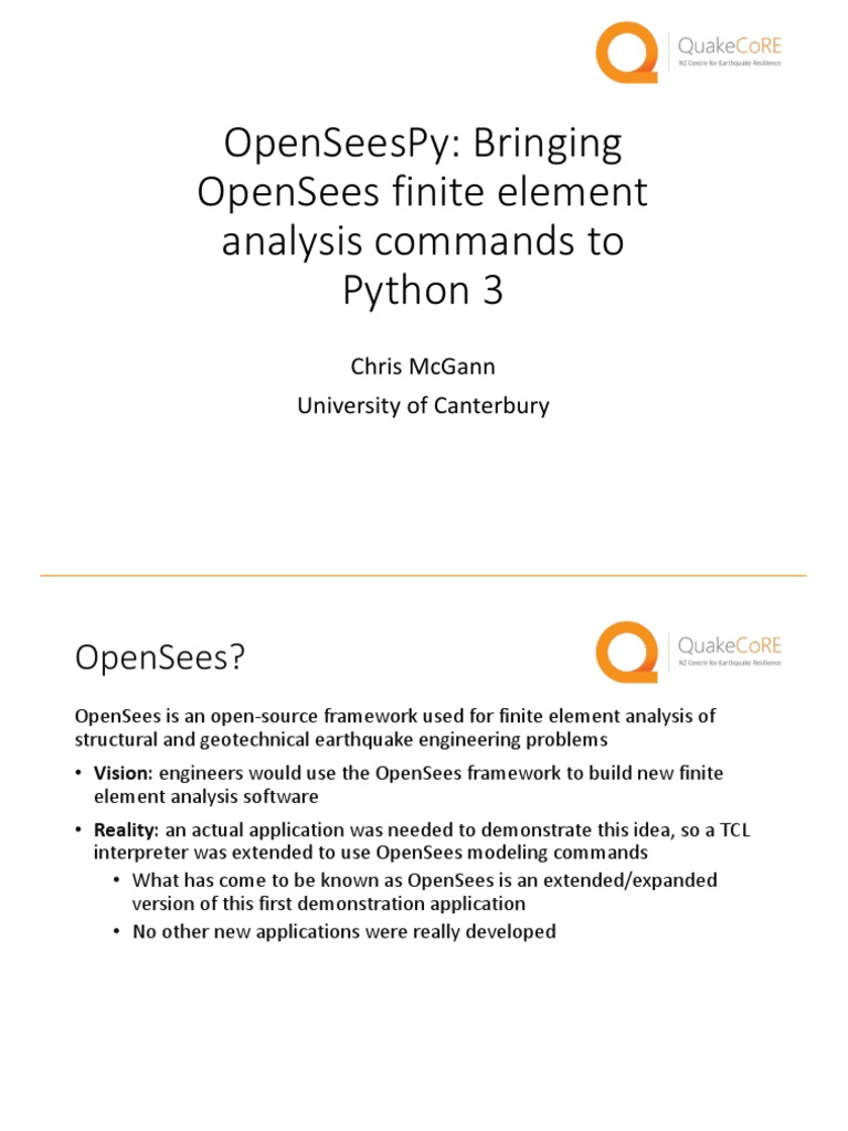 Openseespy Bringing Opensees Finite Element Analysis Commands To Python 3 Pdf Python 9934