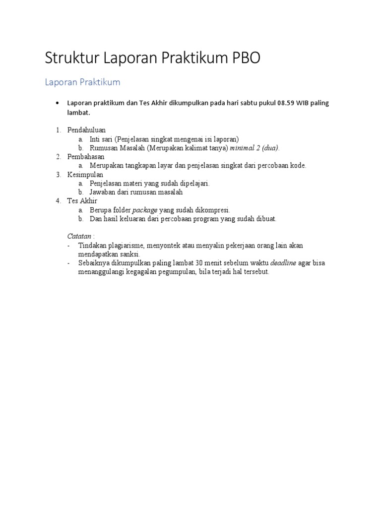 Struktur Laporan PBO | PDF