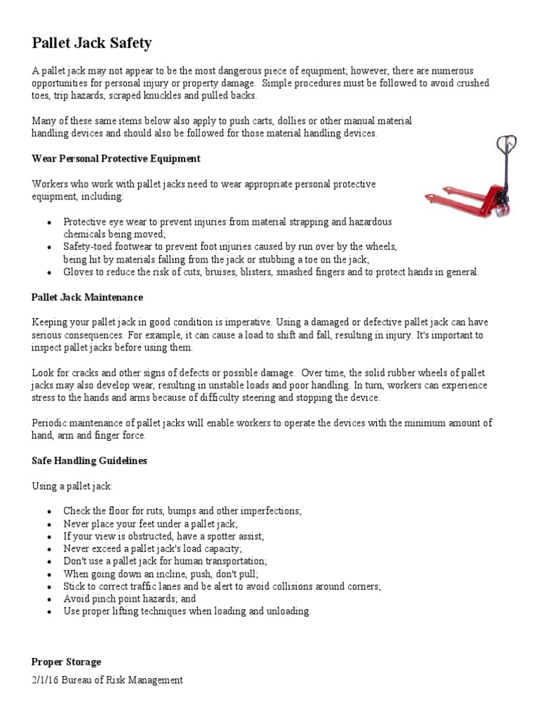 Pallet Jack Safety: Wear Personal Protective Equipment | PDF | Pallet ...