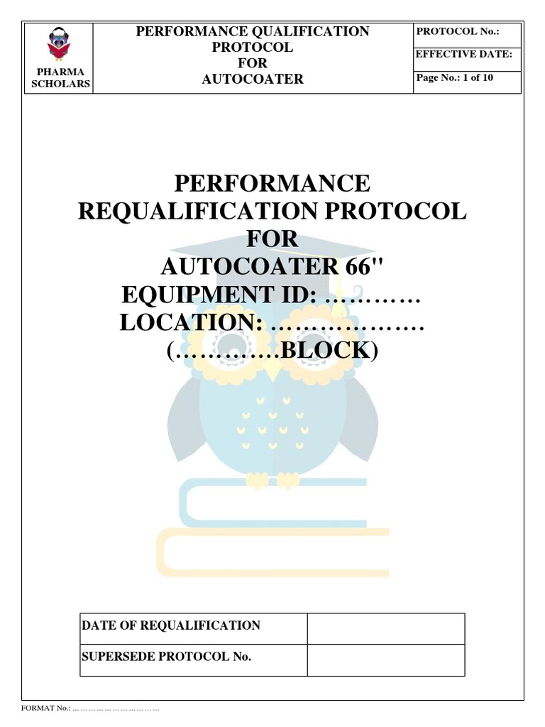 Autocoater Performance Qualification Protocol | PDF | Pharmaceutical ...