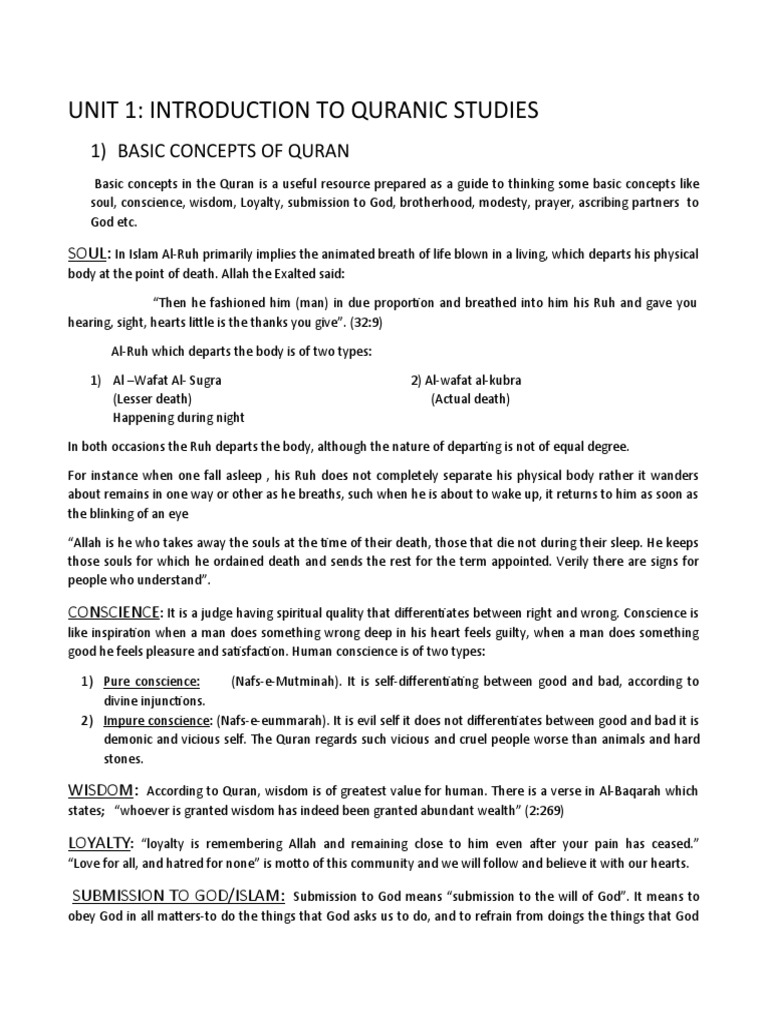 Basic Concepts of Quran | PDF | Quran | Islam