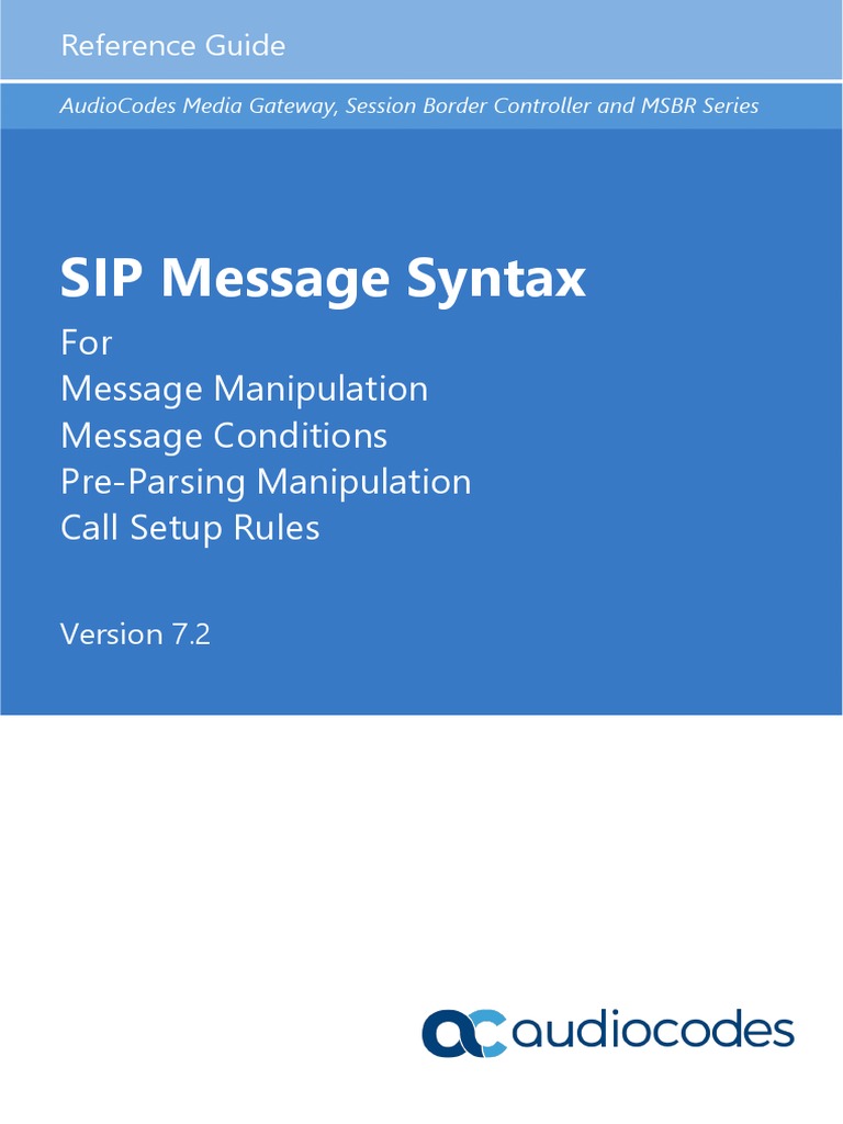 Sip Message Manipulation Syntax Reference Guide Ver 72 | PDF | Computer Mediated Communication ...