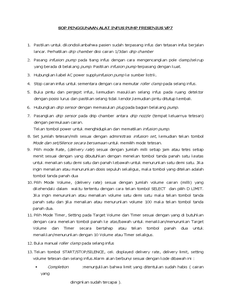 Panduan Infus Pump Fresenius | PDF | Sains & Matematika | Teknologi ...