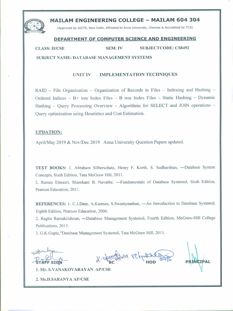 DBMS - Unit 4 | PDF | Database Index | Computer Data Storage