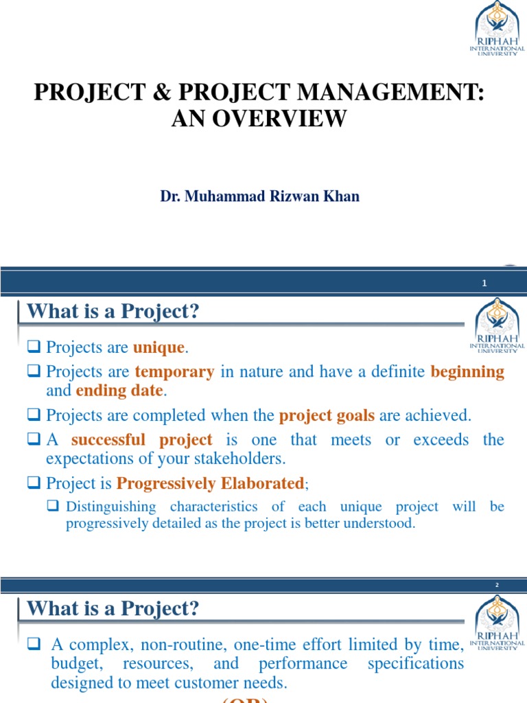 Class 1 Project Management An Overview | PDF | Project Management | Goal
