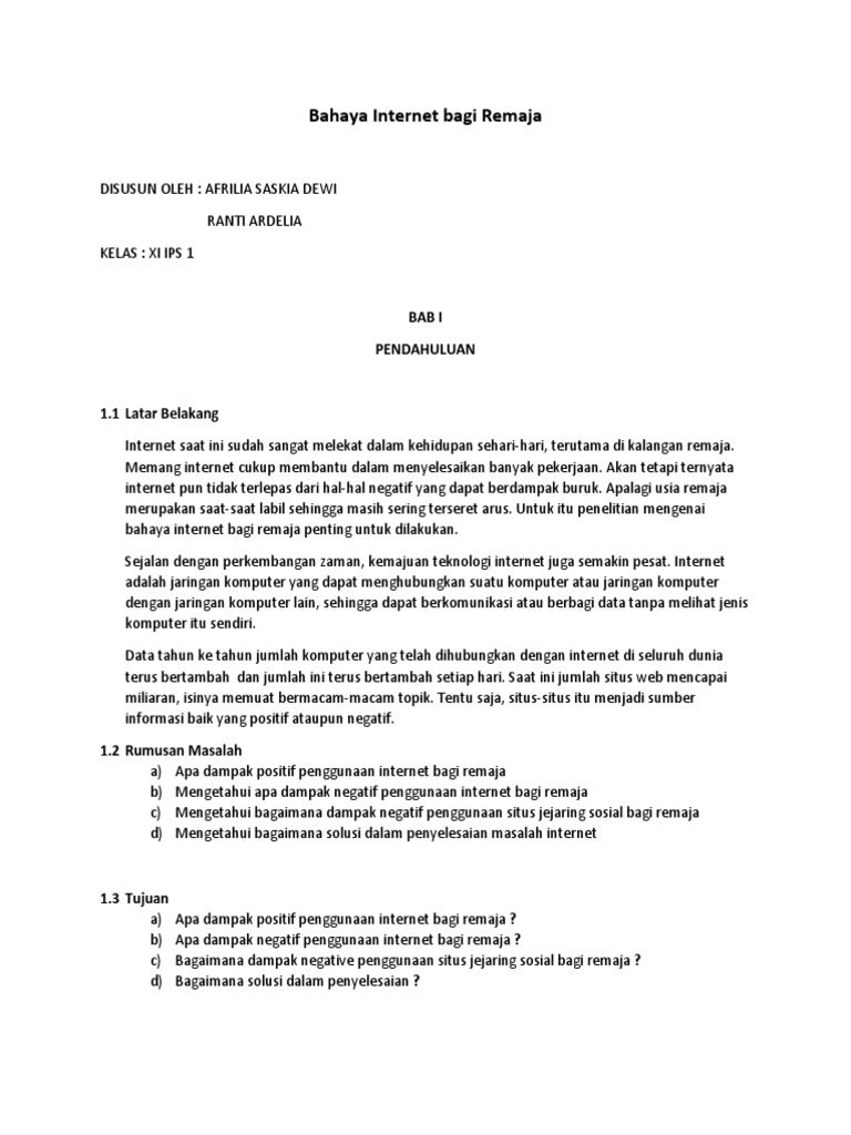 Bahaya Internet Bagi Remaja | PDF
