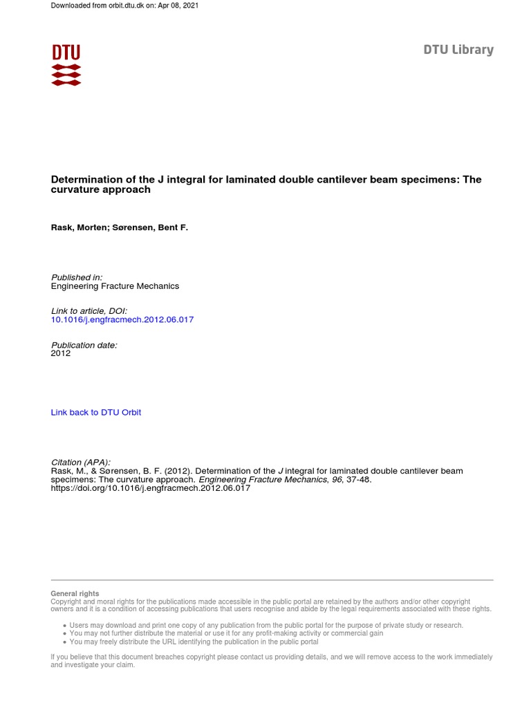 Determination of The J Integral | PDF | Fracture Mechanics | Fracture