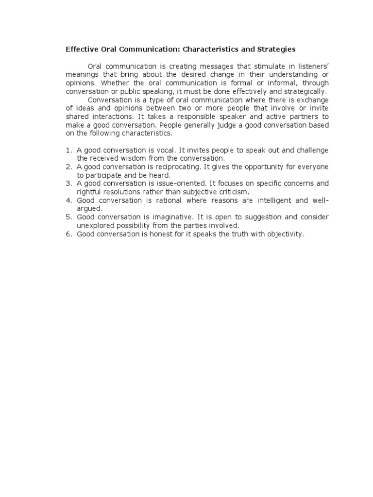 The Six Characteristics of Effective Oral Communication: Creating ...