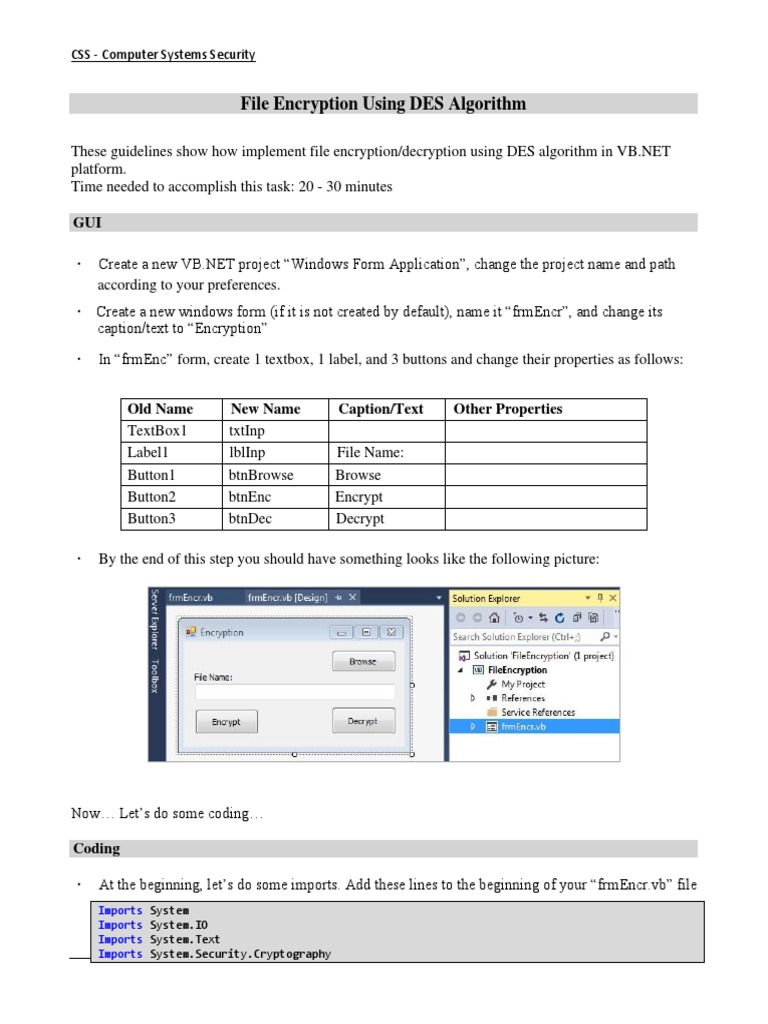 File Encryption Using Des Algorithm Css Computer Systems Security 1388