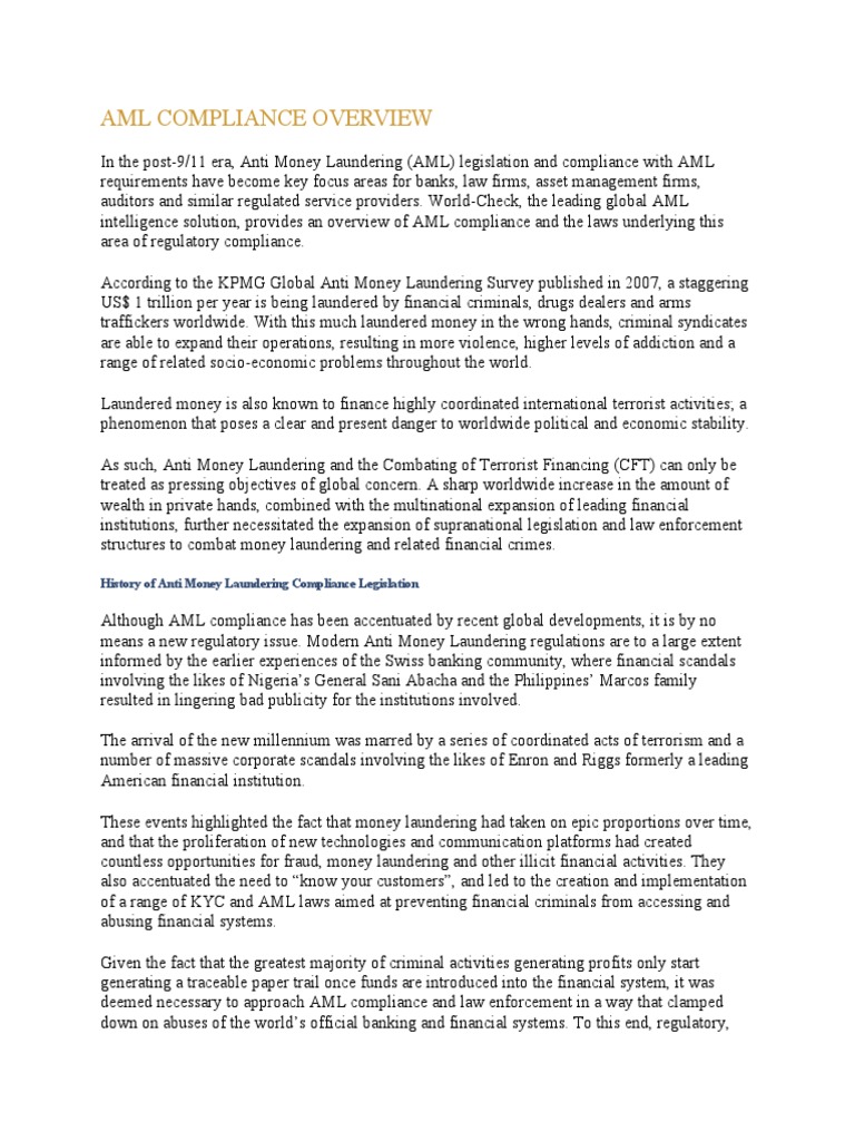 Aml Compliance Overview: History of Anti Money Laundering Compliance ...