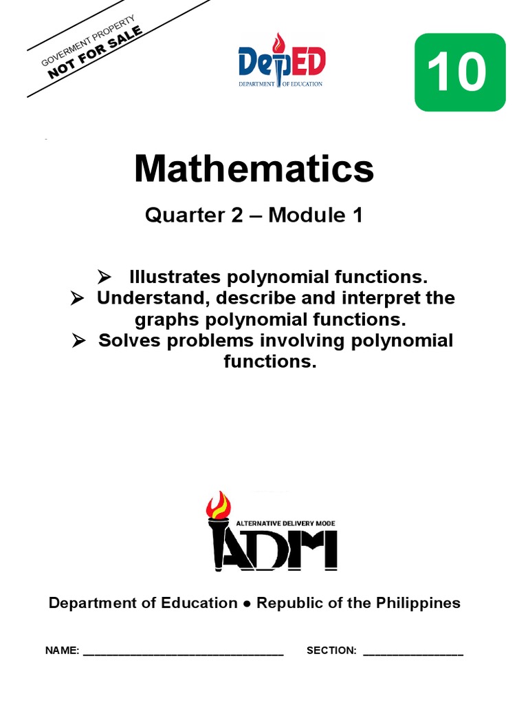 Math 10 Module - Q2, WK 1 - 2 | PDF | Polynomial | Function (Mathematics)