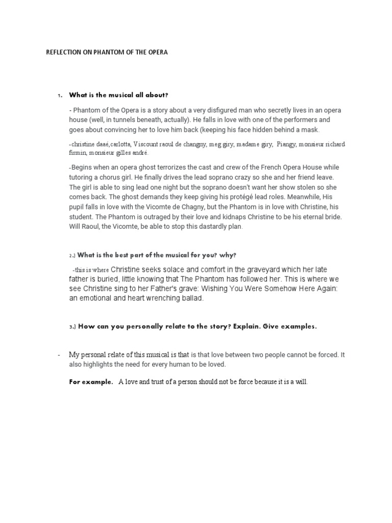 Reflection on Phantom of the Opera | PDF