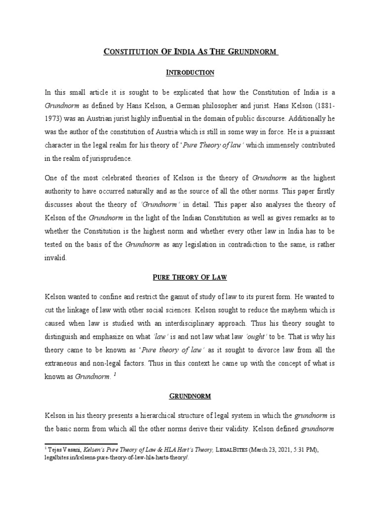 Constitution as India's Grundnorm Explained | PDF | Constitution ...