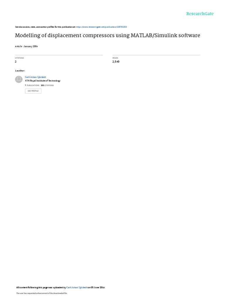 Modelling of Displacement Compressors Using MATLAB/Simulink Software | PDF | Fluid Dynamics ...