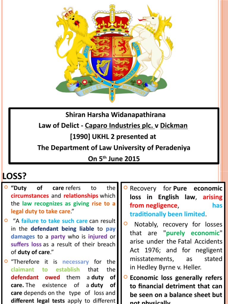 Caparo Industries Plc. V Dickman 1990 UK | PDF | Common Law | Private Law