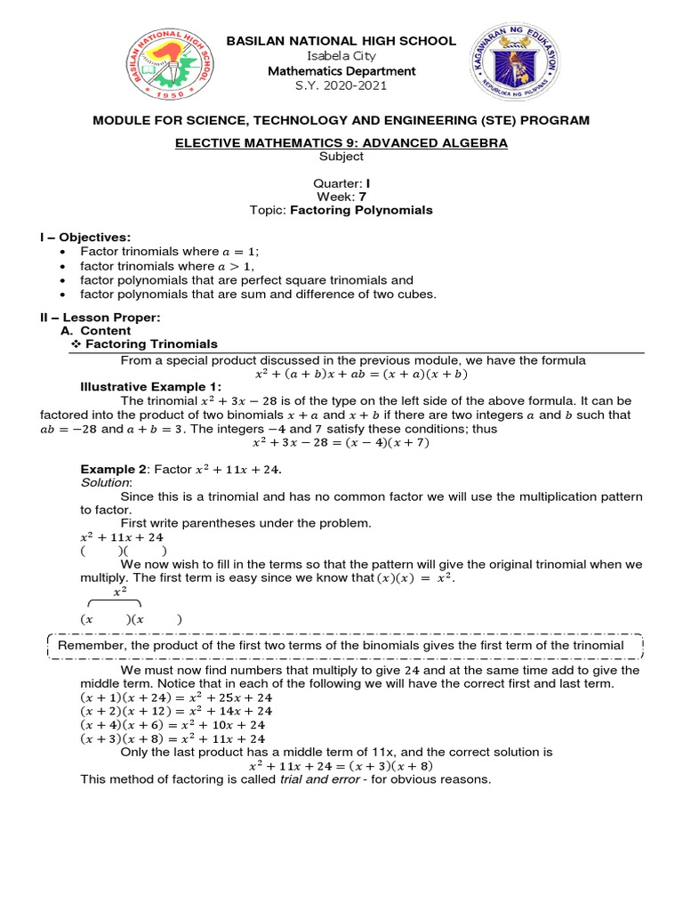 Basilan National High School: Solution | PDF | Factorization | Number Theory