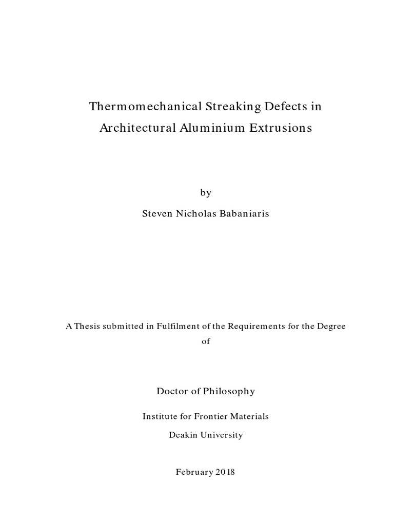 Thermomechanical Streaking Defects in Architectural Aluminium ...