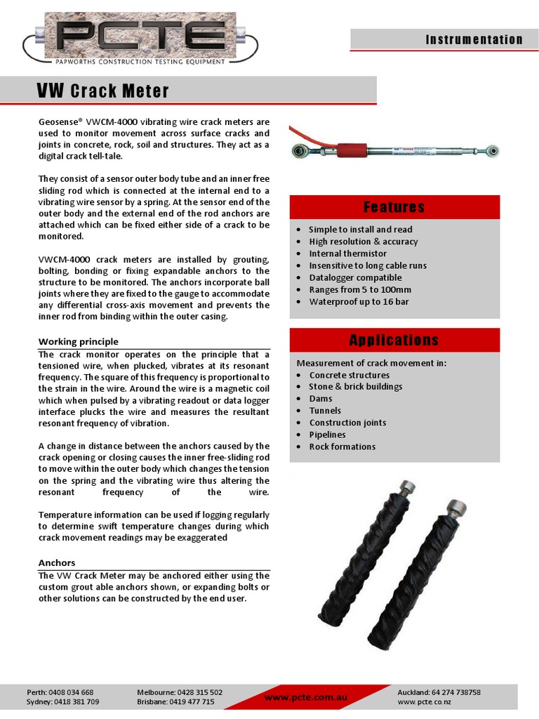 Crack Meter: Product Brochure Instrumentation | PDF | Instrumentation ...