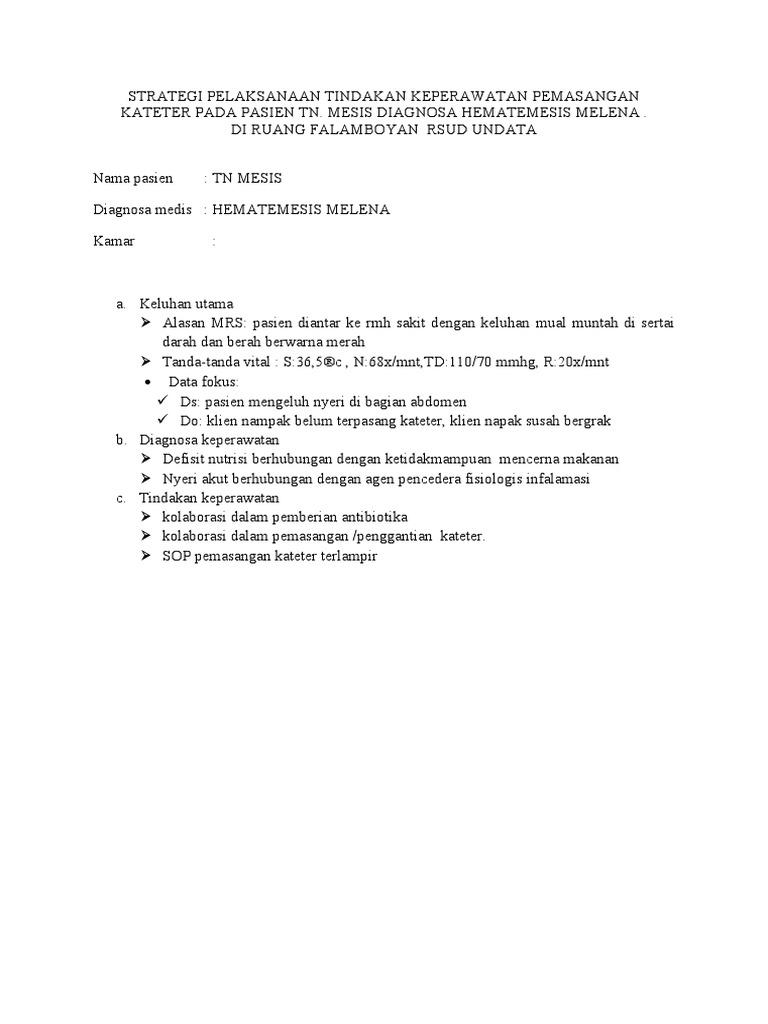 SP Pemasangan Kateter | PDF