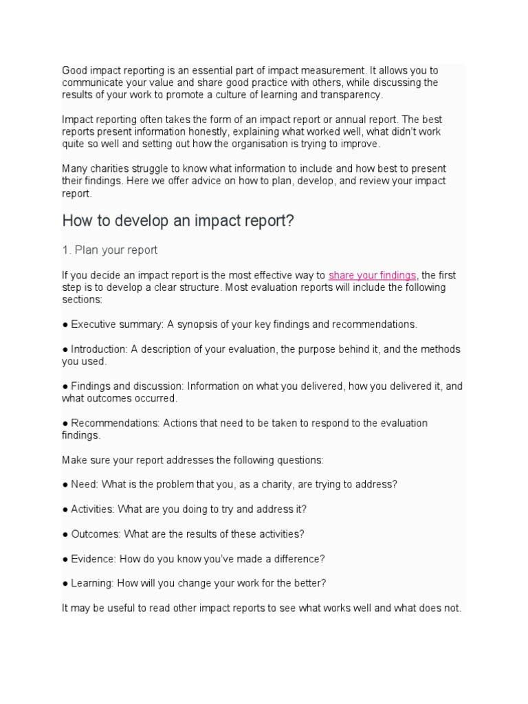 How To Develop An Impact Report? | PDF