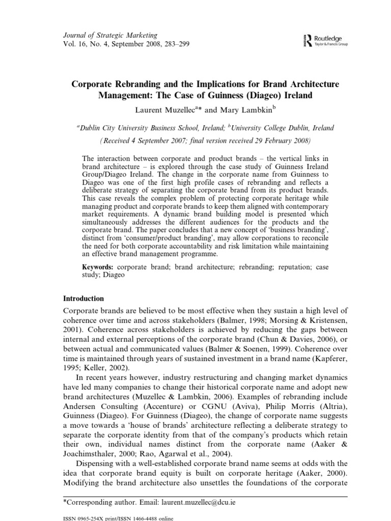 Corporate Rebranding and The Implications For Brand Architecture: The ...