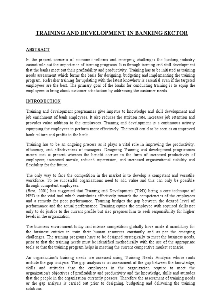 Training and Development in Banking Sector | Download Free PDF | Banks ...