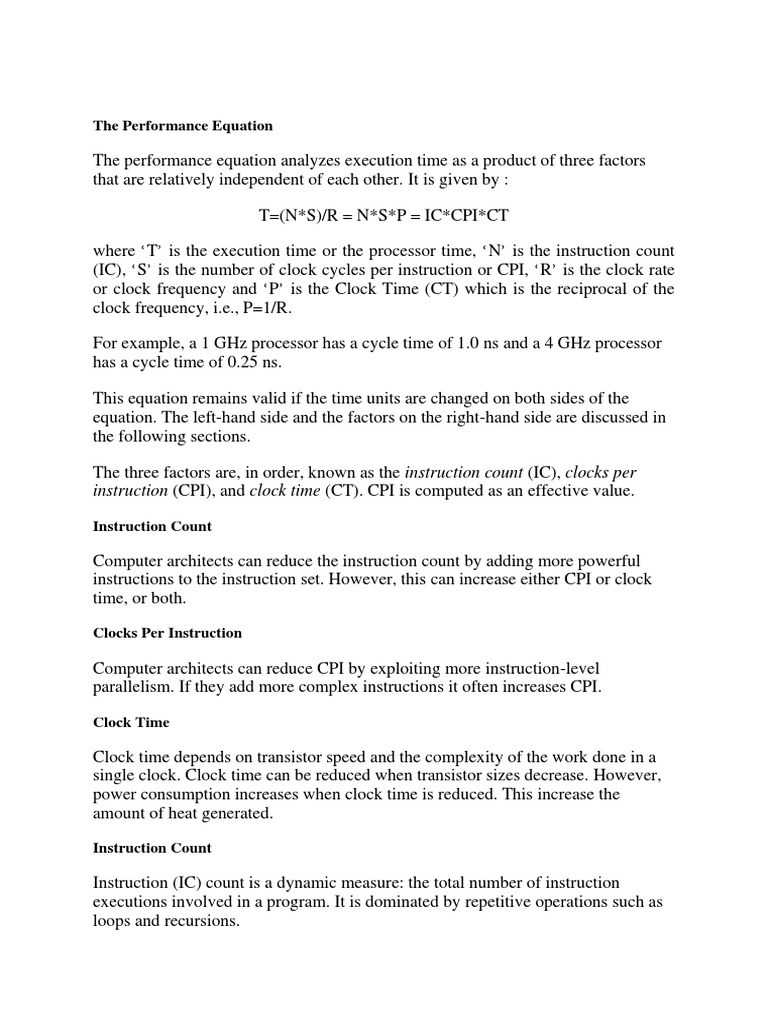 Basic Performance Equation and Problems | PDF | Central Processing Unit ...