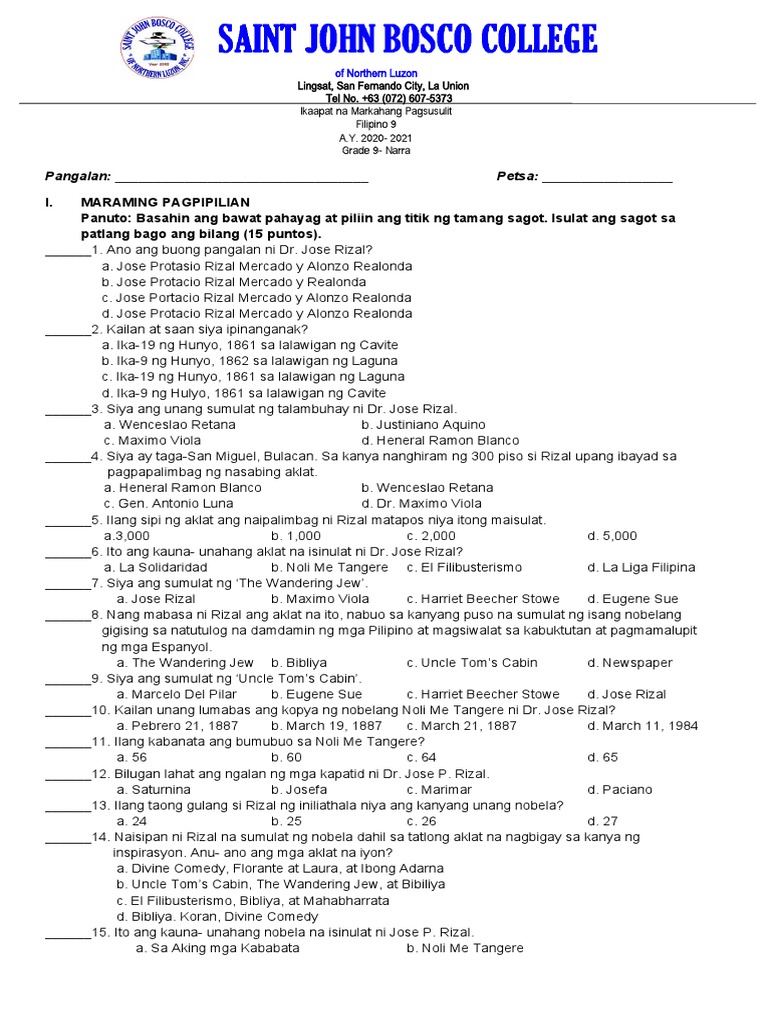 Filipino 9 Fourth Quarter Test | PDF