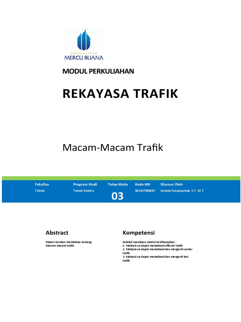 Macam-Macam Trafik dalam Rekayasa | PDF | Metode & Bahan Ajar | Komputer