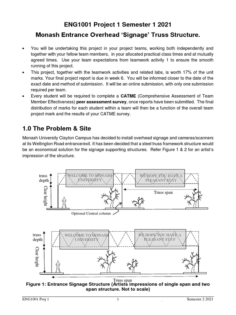 Monash Entrance Truss Design Project | PDF | Truss | Civil Engineering