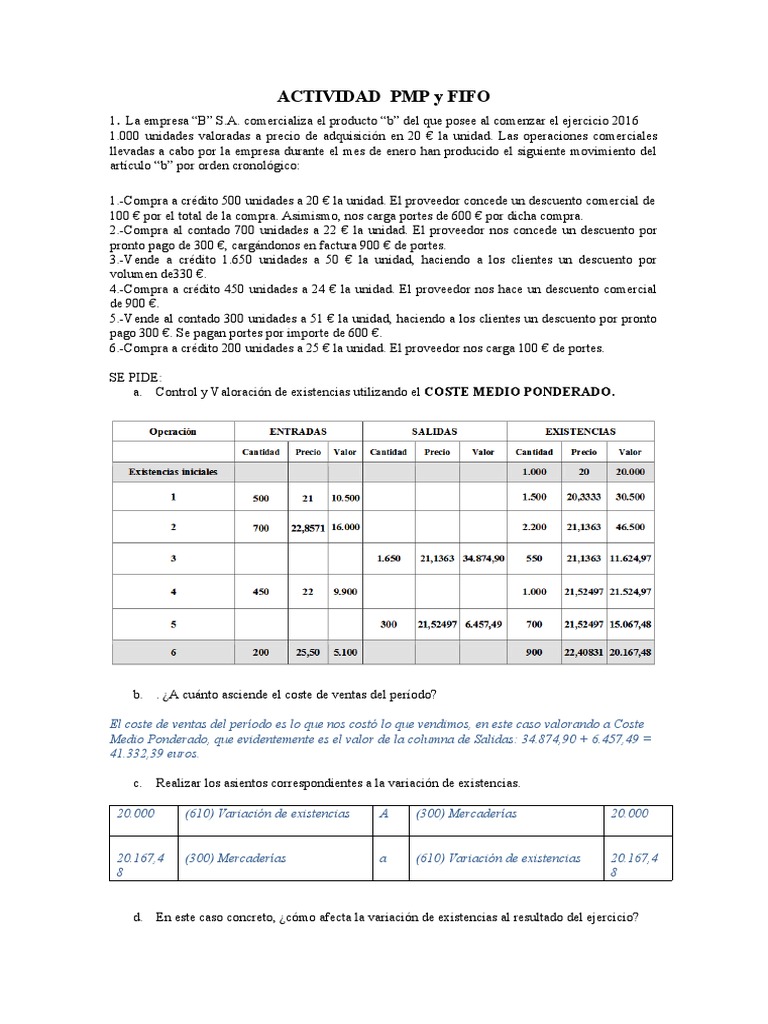 Actividad PMP y FIFO-Solución | PDF | Business | Economias