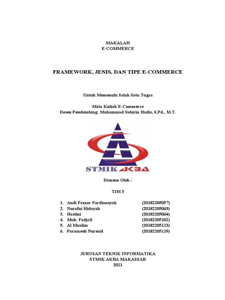 Ti.66 - Tim 3 - Framework, Jenis, Dan Tipe E-Commerce | PDF