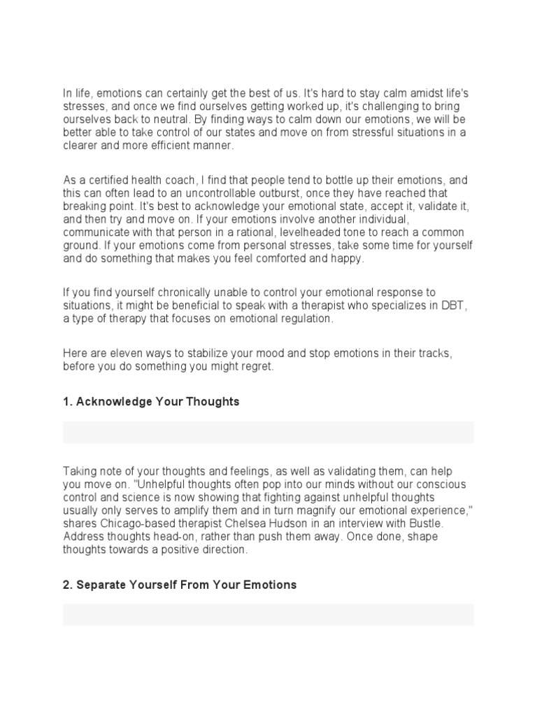 Acknowledge Your Thoughts | PDF | Dialectical Behavior Therapy | Emotions