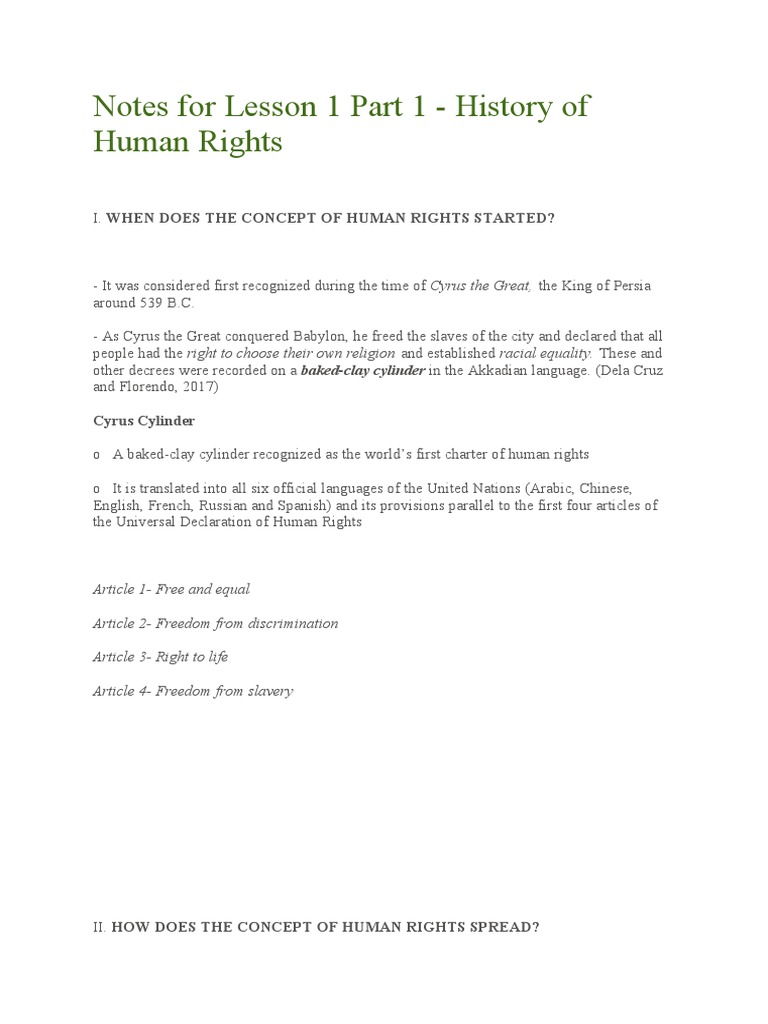 CLAW - Notes For Lesson 1 Part 1 | PDF | Magna Carta | Human Rights