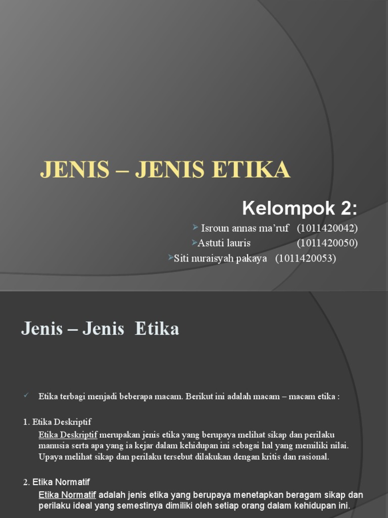 Klasifikasi dan Jenis-Jenis Etika | PDF