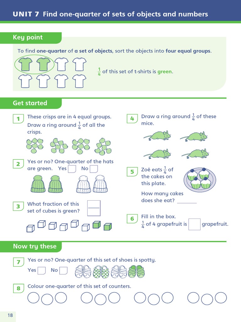 Find One-Quarter of Sets of Objects and Numbers UNIT 7 Find One-Quarter ...