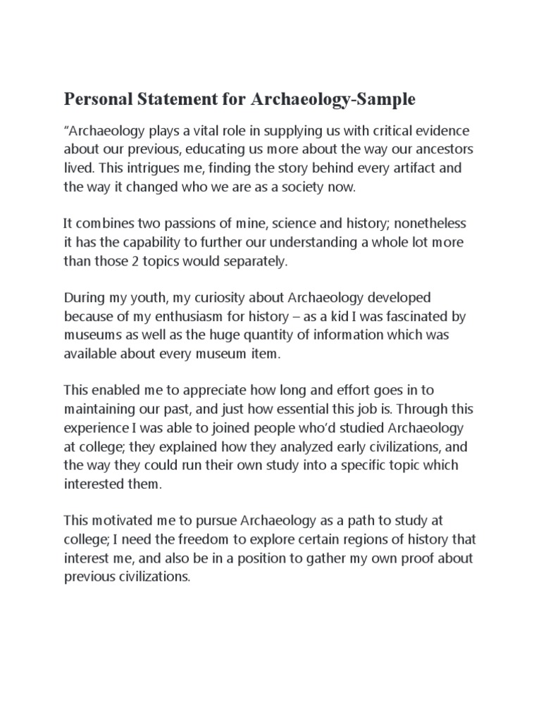 Personal Statement For Archaeology | PDF | University And College ...