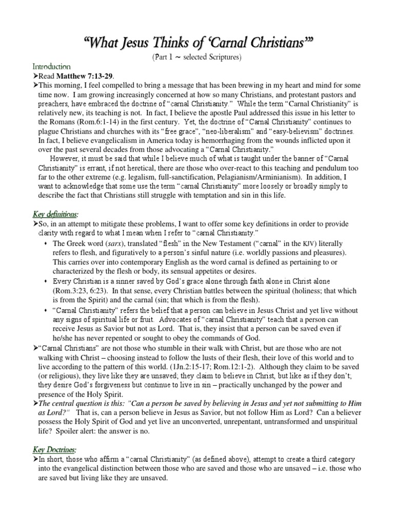 What Jesus Thinks of Carnal Christians (Part 1) | PDF | Good Works | Jesus