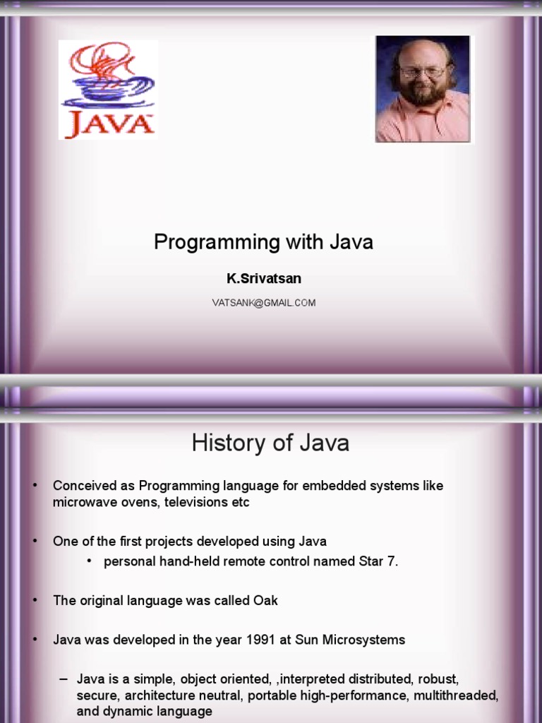 Programming With Java: K.Srivatsan | PDF | Java (Programming Language) | Java Virtual Machine