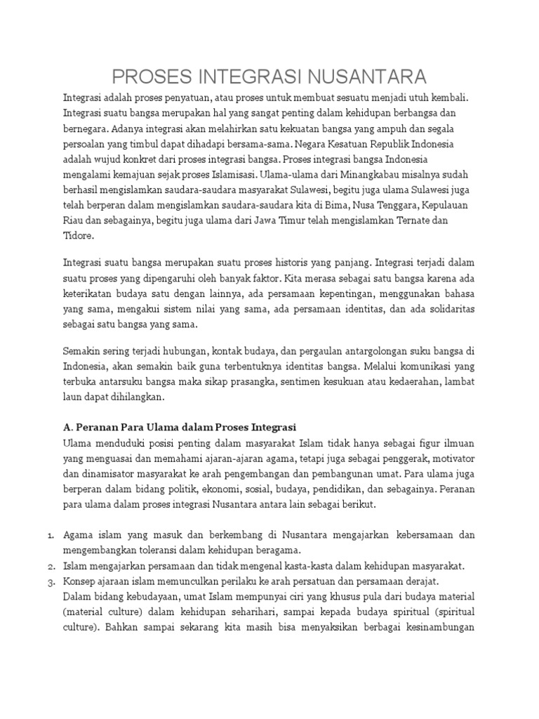 Proses Integrasi Nusantara | PDF