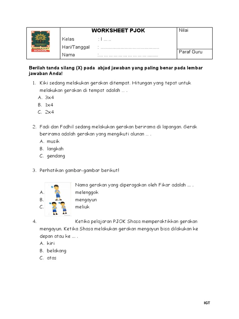Worksheet Pjok | PDF