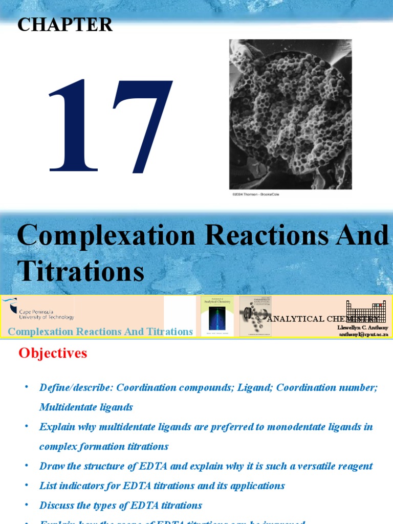 Complexation Reactions & Titrations | PDF | Coordination Complex | Ethylenediaminetetraacetic Acid