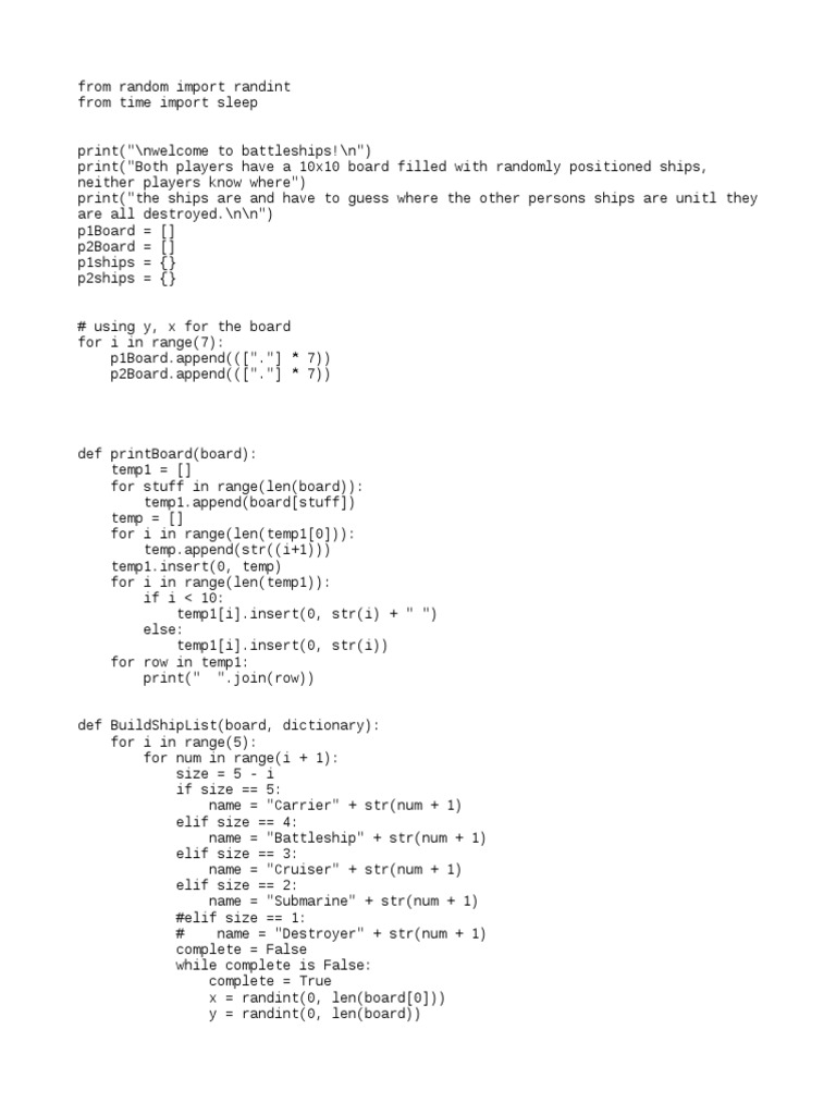 Battleships in Python | PDF | Naval Ships | Warfare
