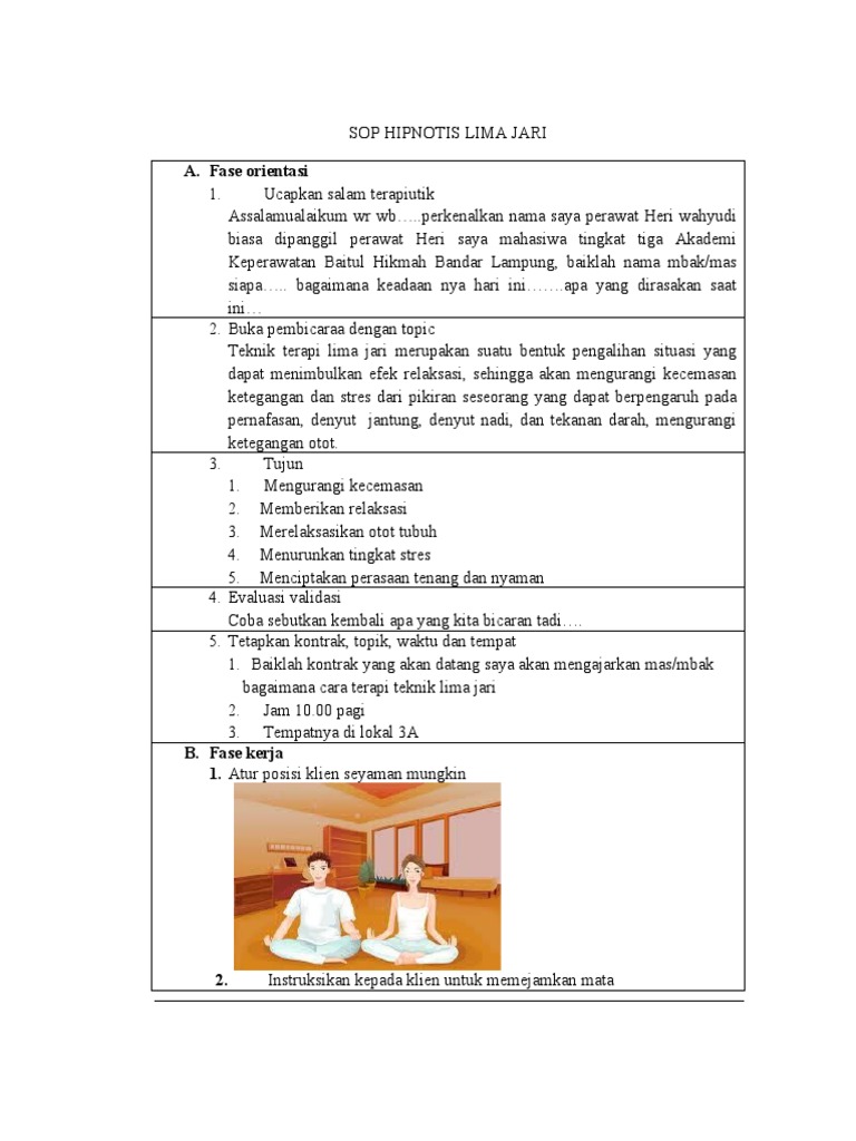 SOP Terapi Hipnosis Lima Jari | PDF