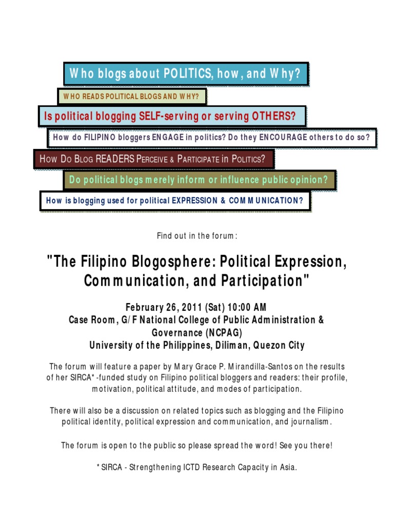 Manila Forum - Invitation Poster & Program | PDF | Blog | Internet Forum