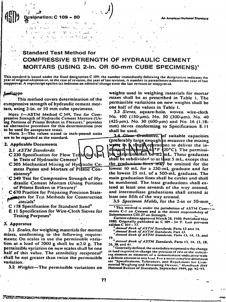 Astm C109 - 80 | PDF