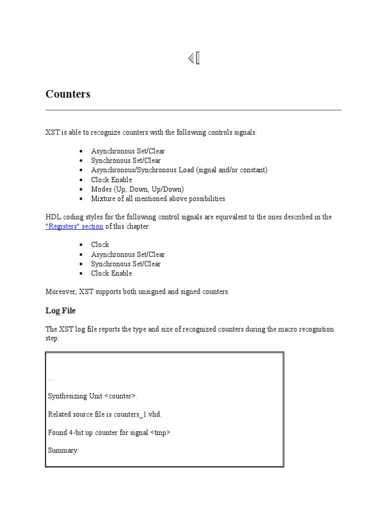 Counters: "Registers" Section | PDF | Vhdl | Hardware Description Language